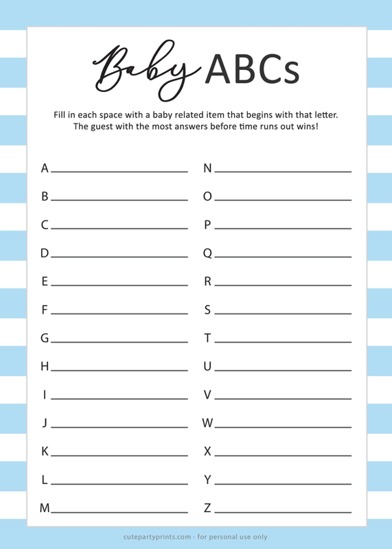 Free Printable Baby Alphabet Game Boy Baby Shower Free Printable Baby Alphabet Game Boy Baby Shower
