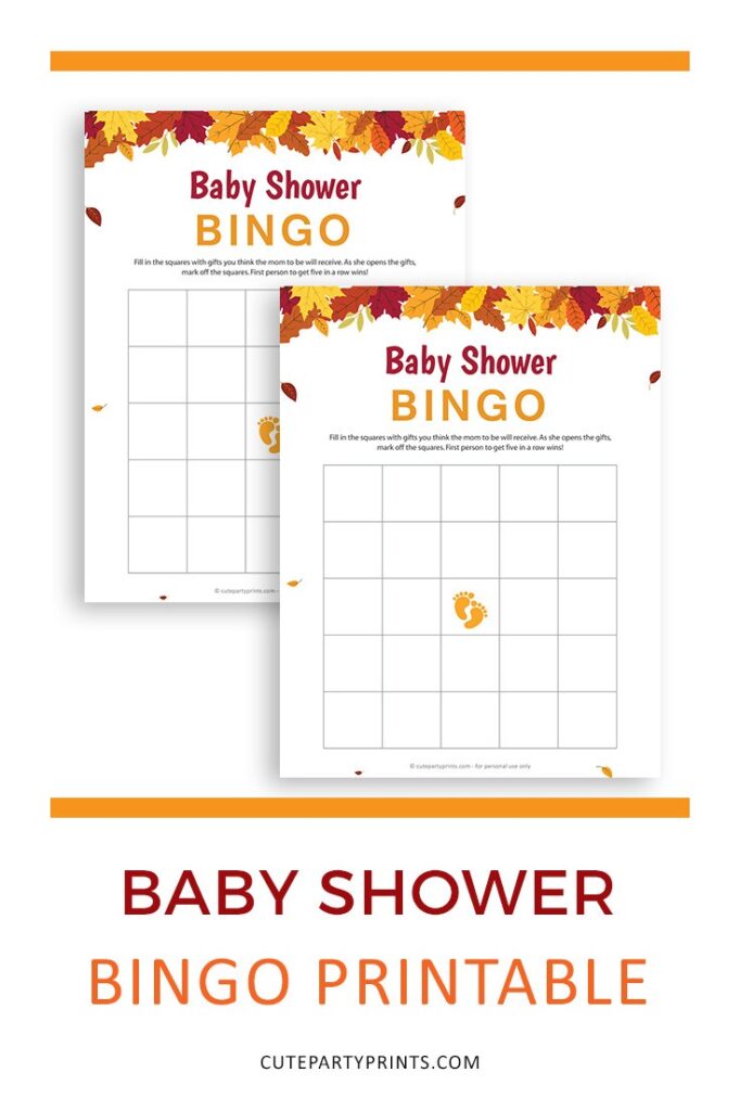 Fall Baby Shower Bingo