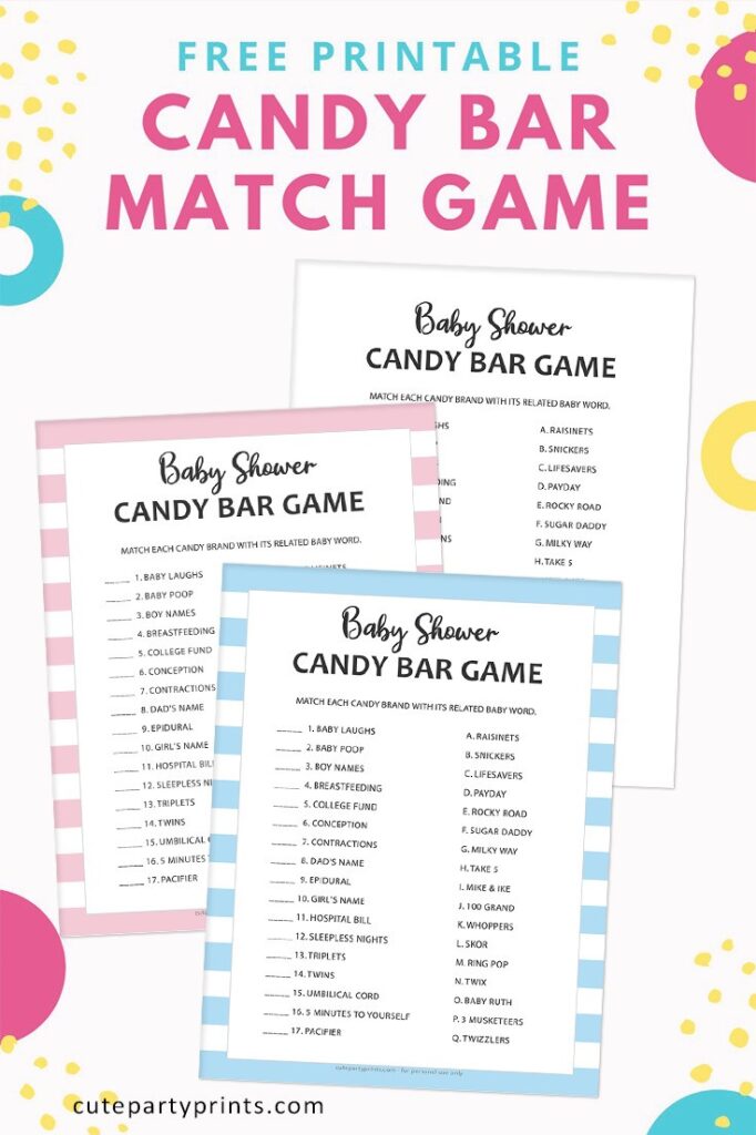 Candy Bar Baby Shower Game Free Printable